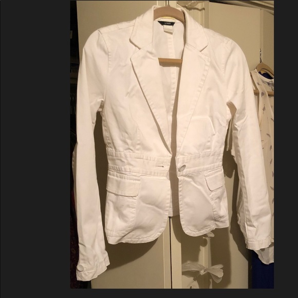 J. Crew | Jackets & Coats | Jcrew Cotton White Blazer | Poshmark